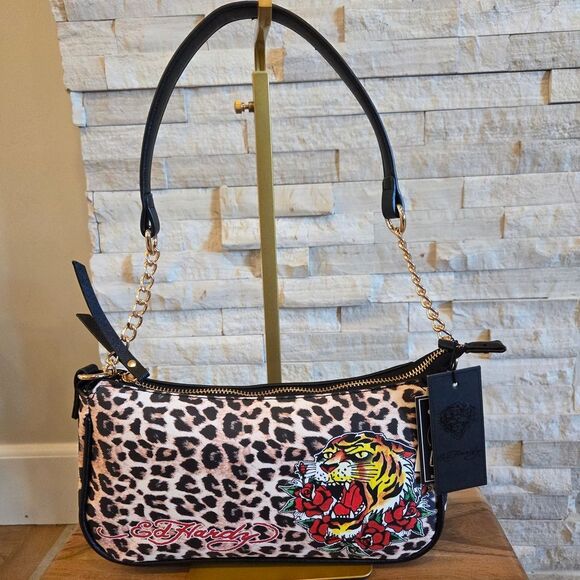 Ed Hardy | Bags | Ed Hardy Viral Cheetah Print Shoulder Bag Nwt | Poshmark